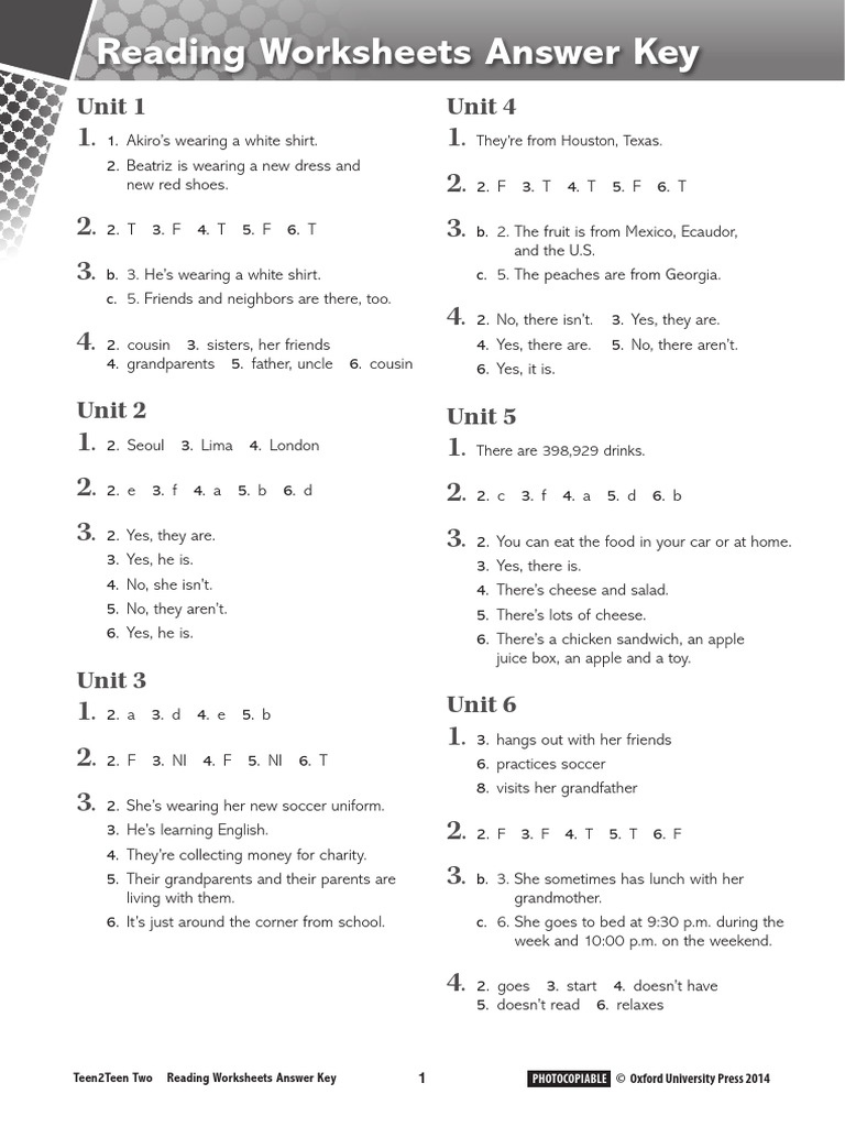 T2T Two Readingworksheet Ans-Key | PDF