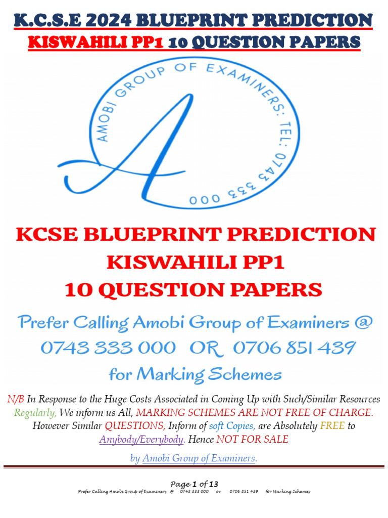 Kisw Pp1 BP 10 QP Kcse Prediction | PDF