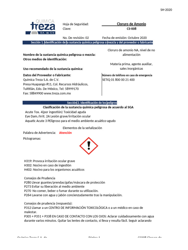 CS008 Cloruro de Amonio | PDF