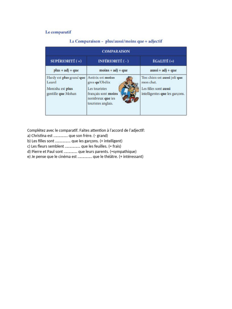 Complétez avec le comparatif | PDF