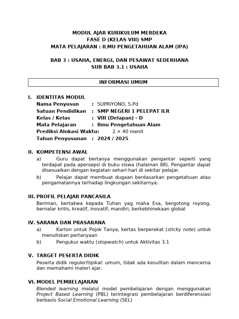 Modul Ajar Kurikulum Merdeka | PDF