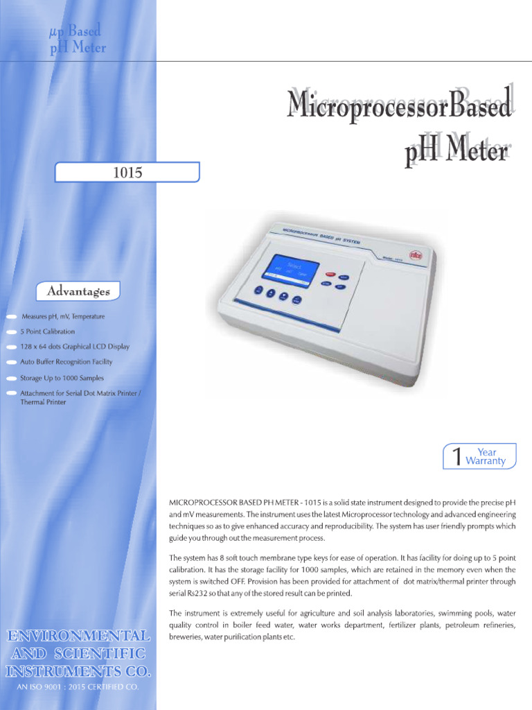 Model 1015 PH Meter Y2019 | PDF