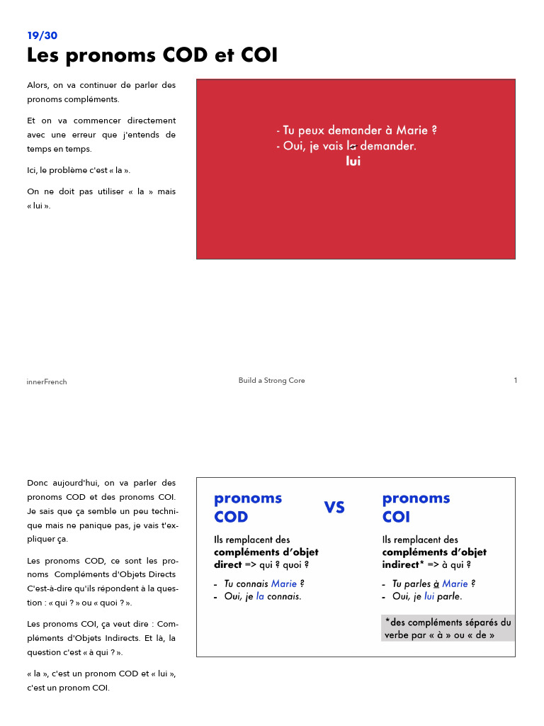 19.2 Les Pronoms COD Et COI | PDF