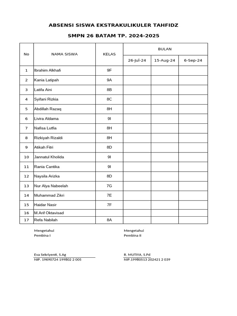 OK FORMAT - ABSENSI - SISWA - DAN - PEMBINA Terbaru | PDF