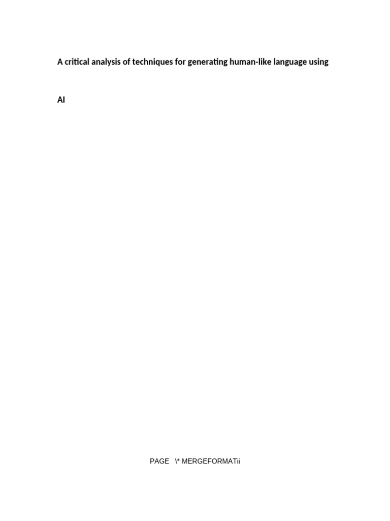 A Critical Analysis of Techniques For Generating Human-Like Language Using AI | PDF