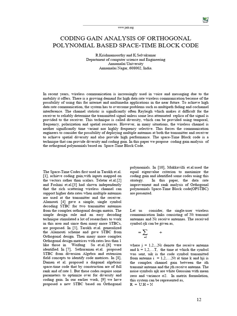 Space Time Block Code 3 1 | PDF