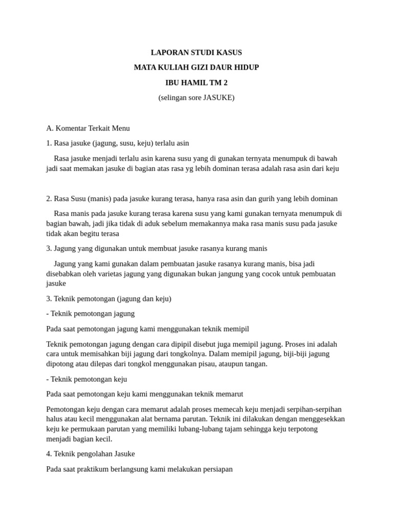 Laporan Studi Kasus Ibu Hamil TM 2 (Jasuke) | PDF