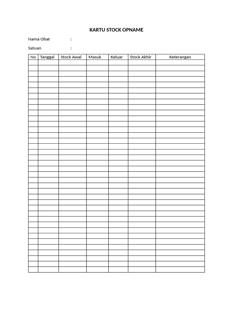 Kartu Stock Opname | PDF