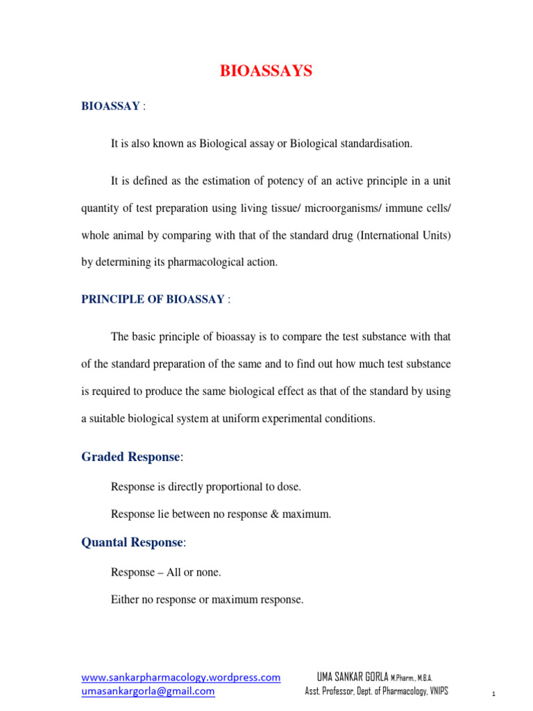Bioassays Its Methods | PDF