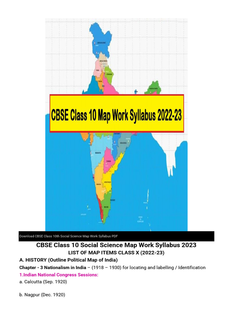 2022-23 10th Social Science Map Work Syllabus PDF | PDF | South Asia | Social Science