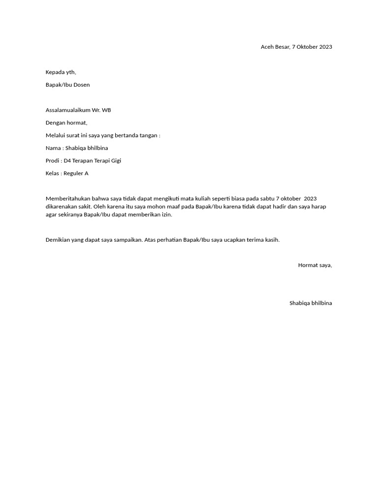 Example Surat Izin | PDF