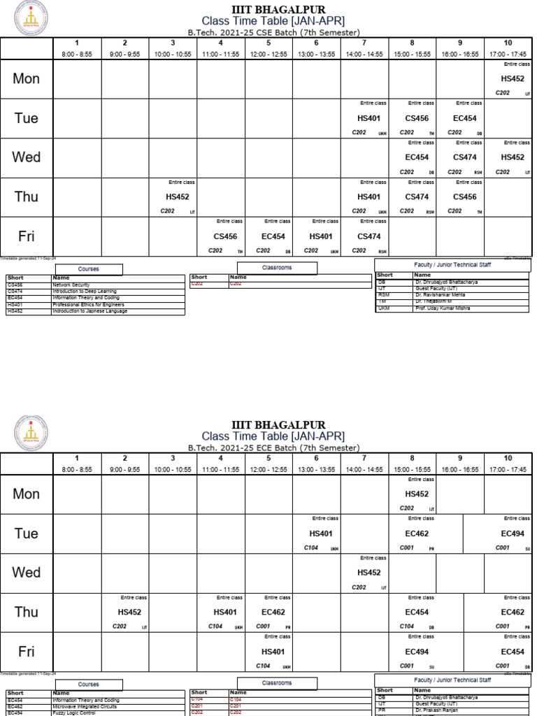 Ver-3 Time Table Class Wise | PDF