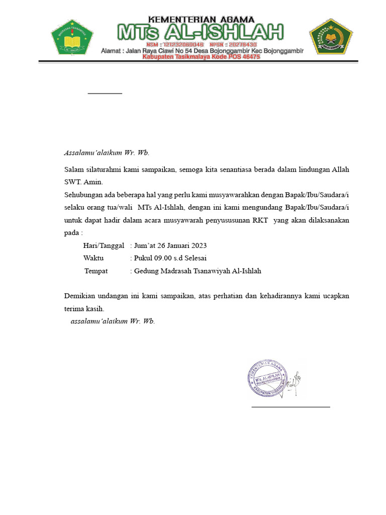 Undangan Penyusunan RKT | PDF