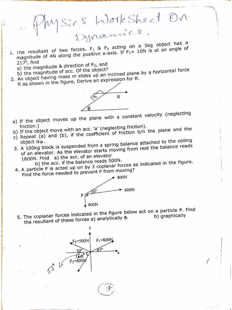 Physics Worksheet | PDF
