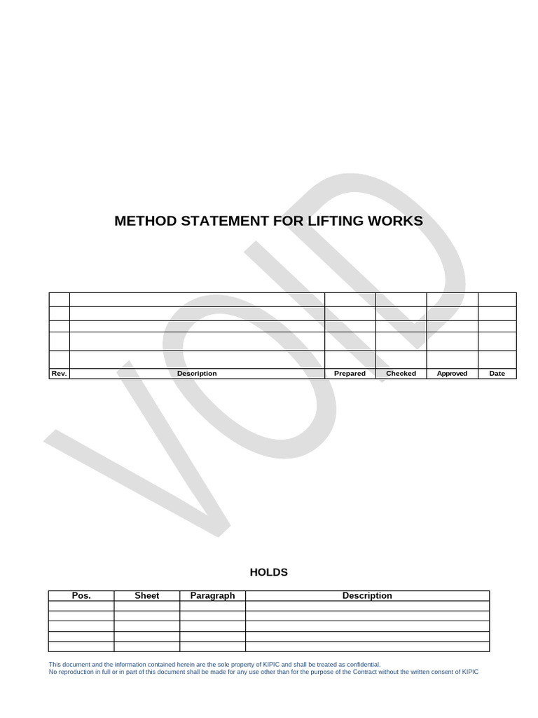 Method Statement For Lifting Works | PDF
