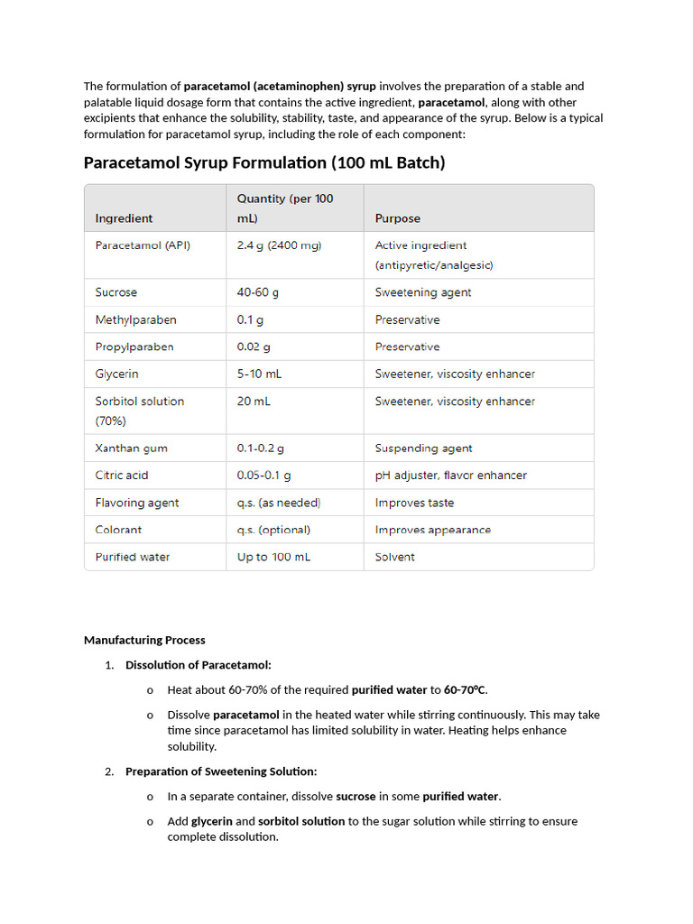 The Formulation of Paracetamol | PDF | Pharmaceutical Formulation ...