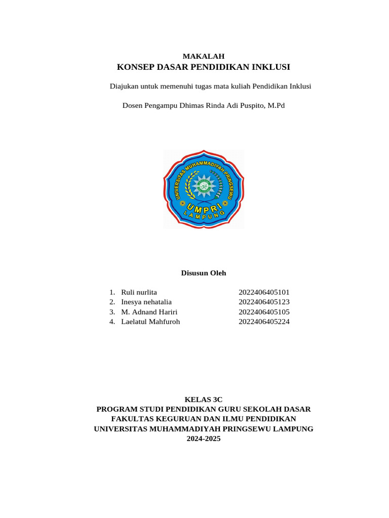 Makalah Kelompok 2 Pendidikan Inklusi | PDF Makalah Kelompok 2 Pendidikan Inklusi | PDF