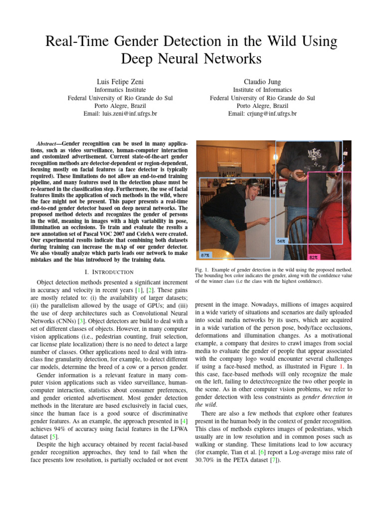 Real-Time Gender Detection in the Wild Using | PDF