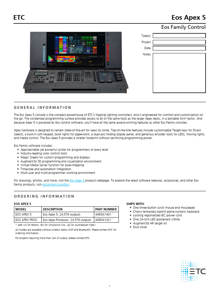 Eos Apex 5 Datasheet Revb | PDF