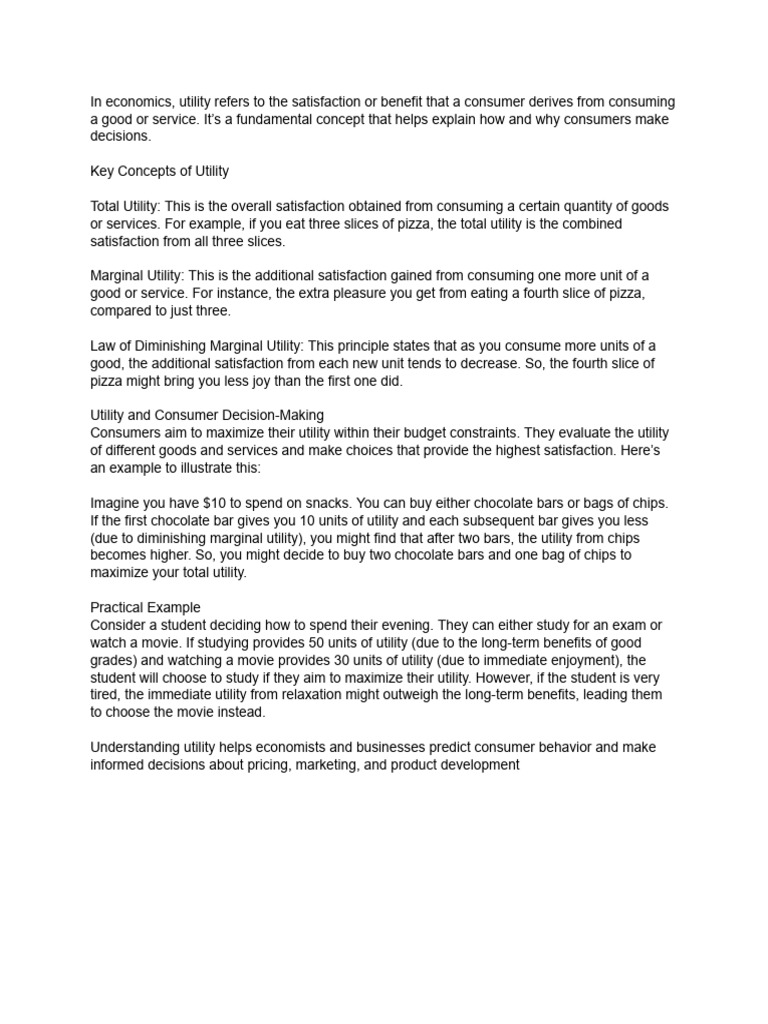 Utility In Economics Pdf Self Improvement Lifestyle