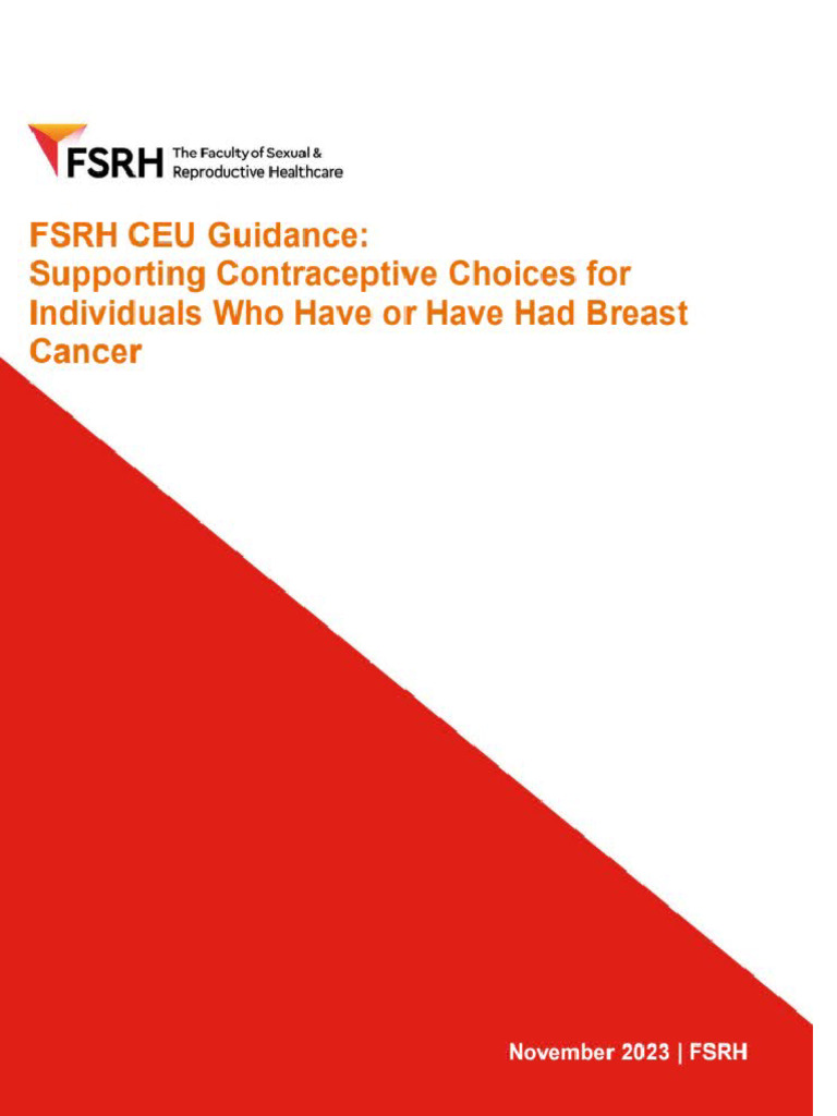 FSRH Guidelines For Breast Cancer Patient and Hormonal Contraceptives | PDF