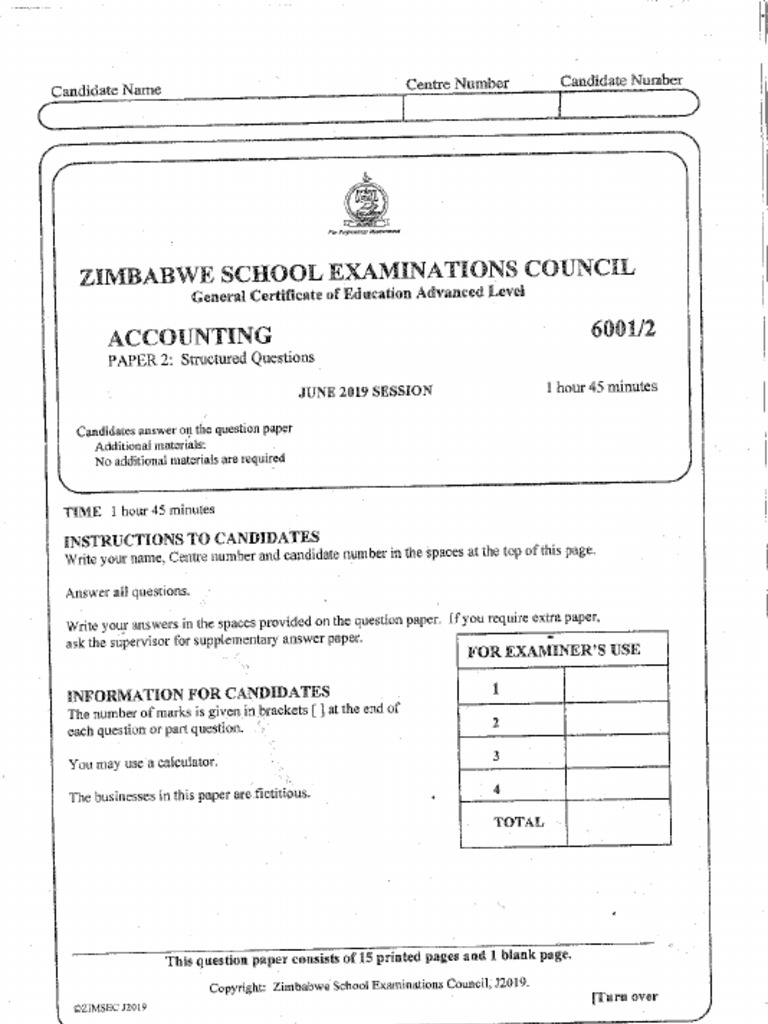 A Level p2 Acc 2019 June | PDF