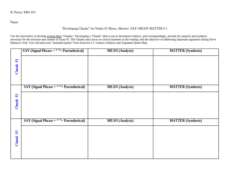 Say-Mean-Matter Set Template for Monster-1 | PDF