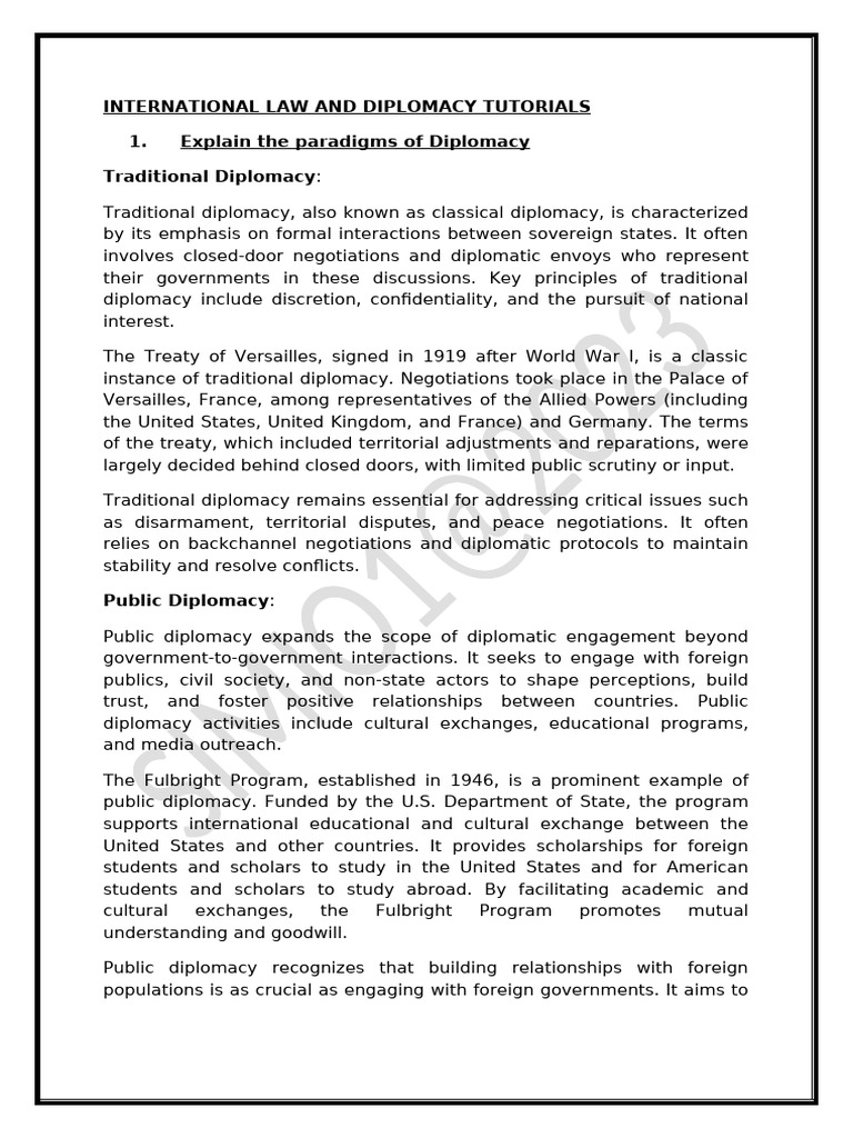 Tutorials For International Law and Diplomacy | PDF