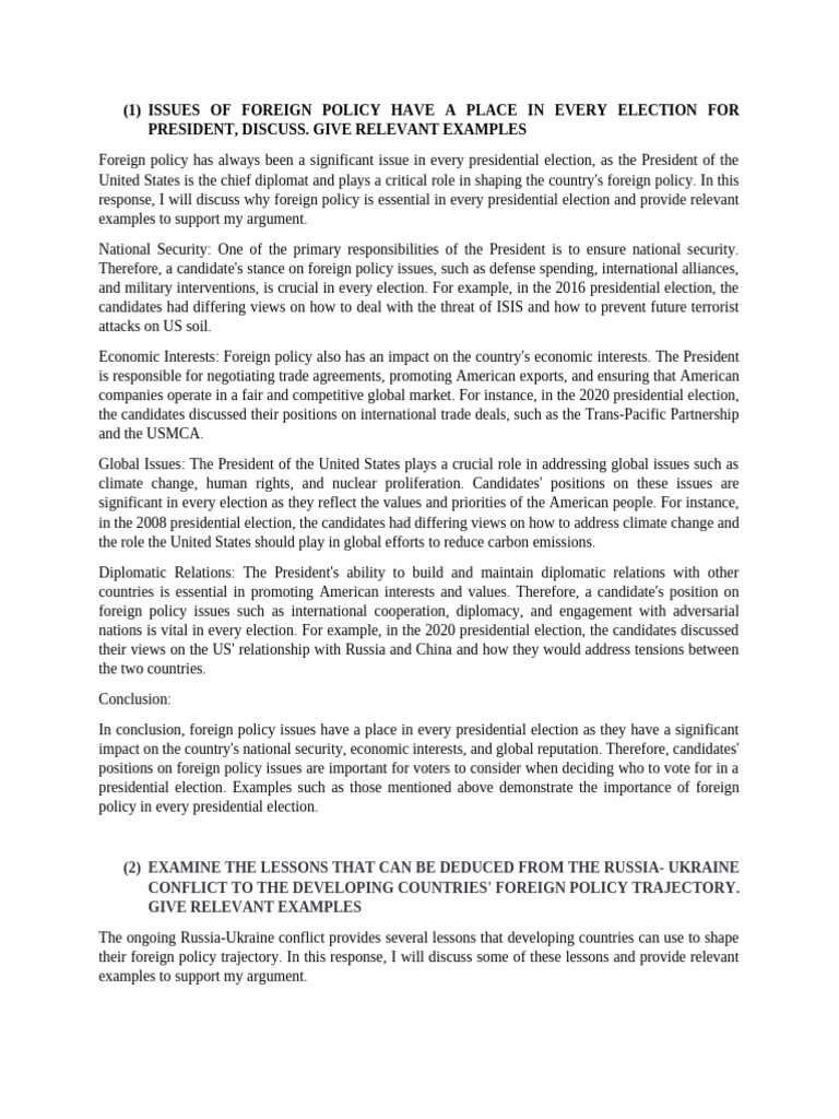 Foreign Policy Exam Tutorials | PDF