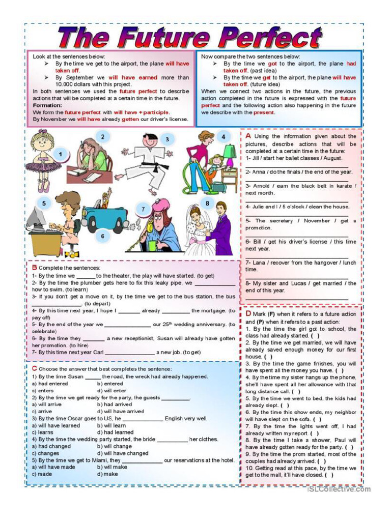 Future Perfect Worksheet | PDF