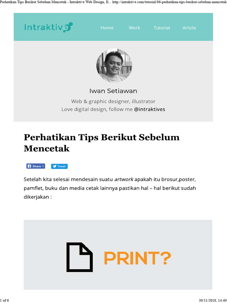 Perhatikan Tips Berikut Sebelum Mencetak - Intraktive Web Design, Illustration, Graphic Design | PDF