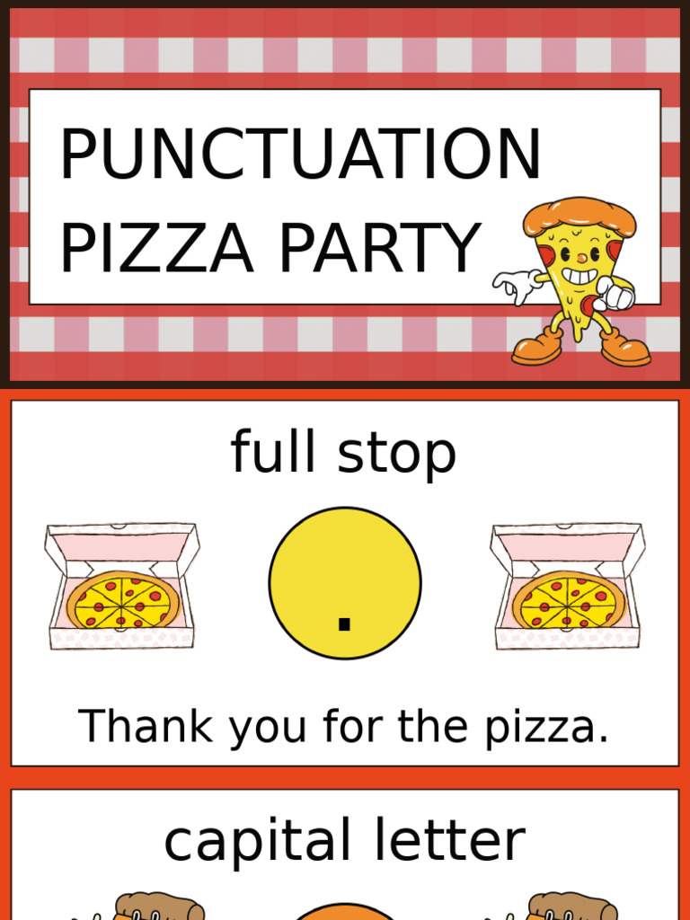 Punctuation English Educational Presentation Red and Green Pizza Party ...