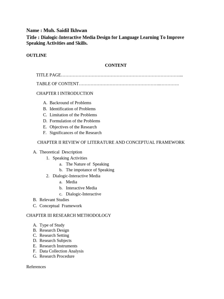 Dialogic Interactive Muh - Saidilikhwan Outline | PDF