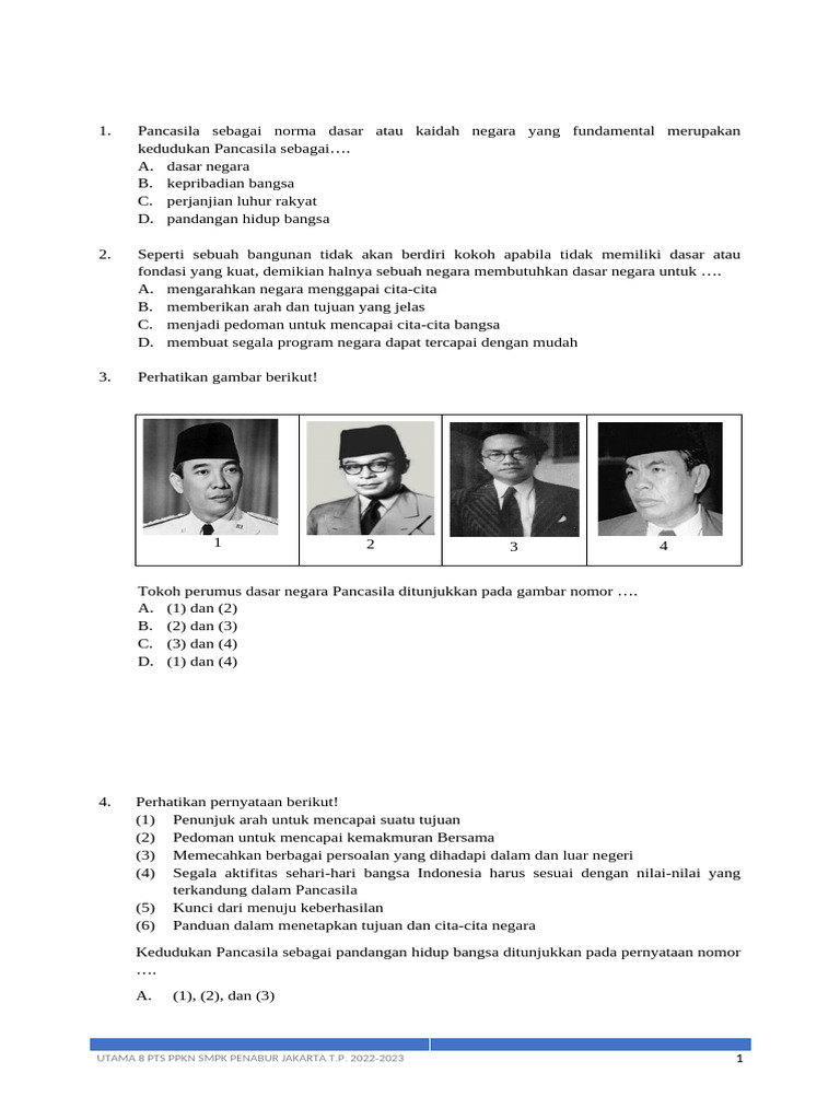 Soal PTS Ganjil PPKN Kelas 8 Utama | PDF