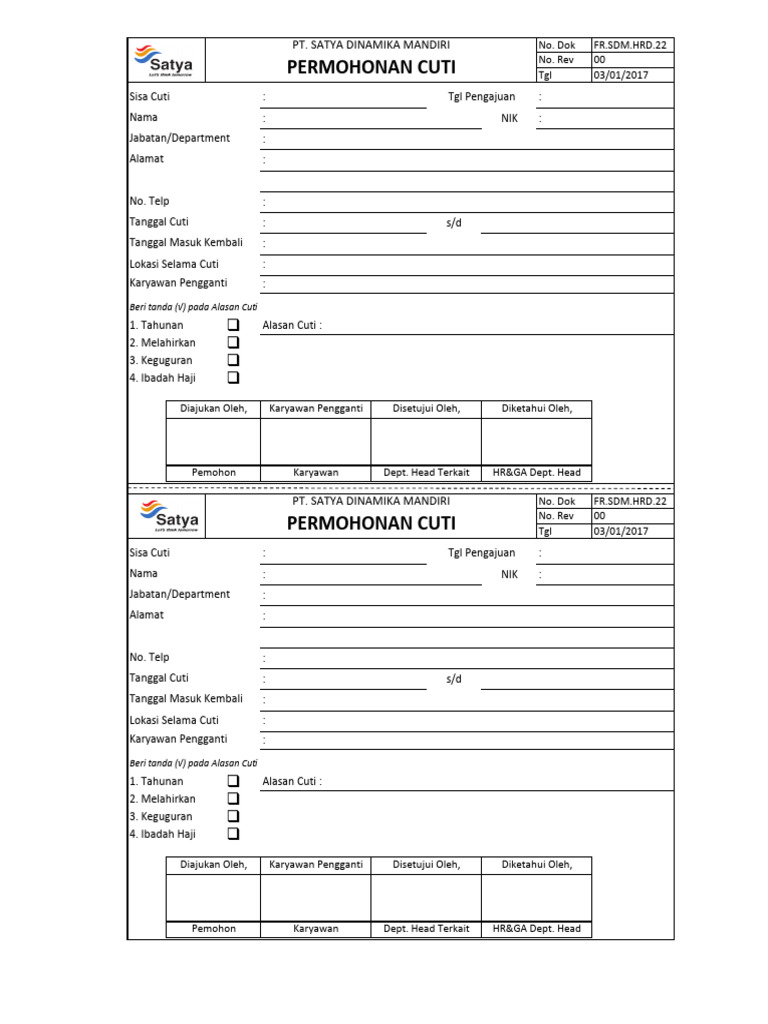 Permohonan Cuti: Q Q Q Q | PDF