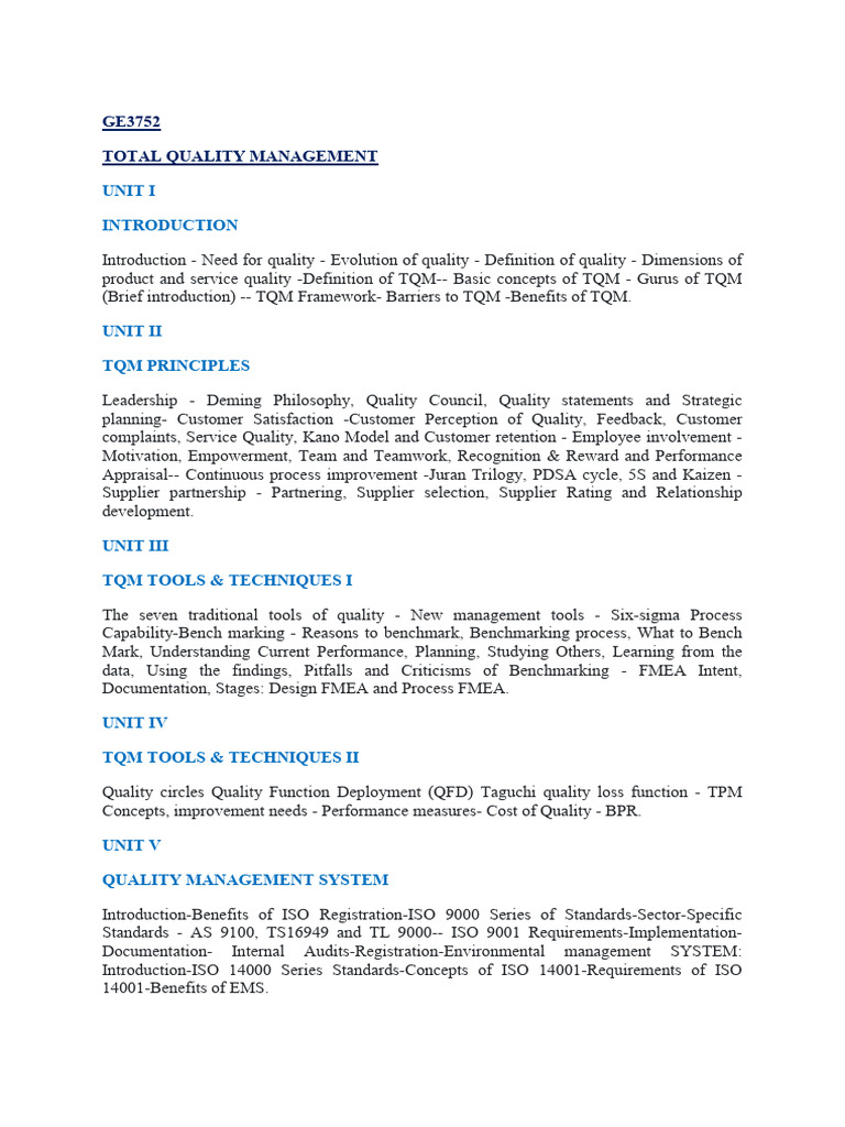 GE3752 Syllabus | PDF