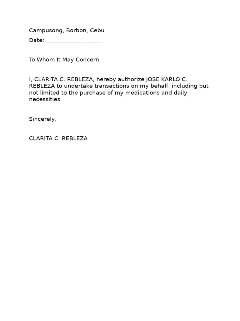 Authorization Letter To Purchase | PDF