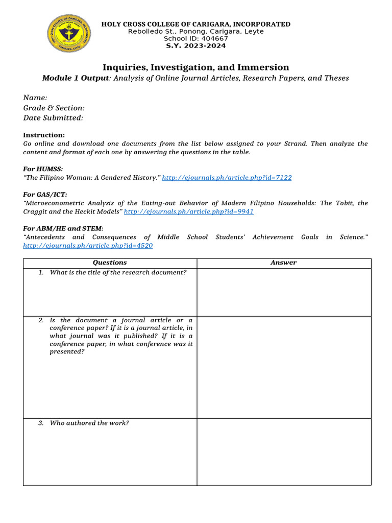 III Module 1 Output Template (1) | PDF