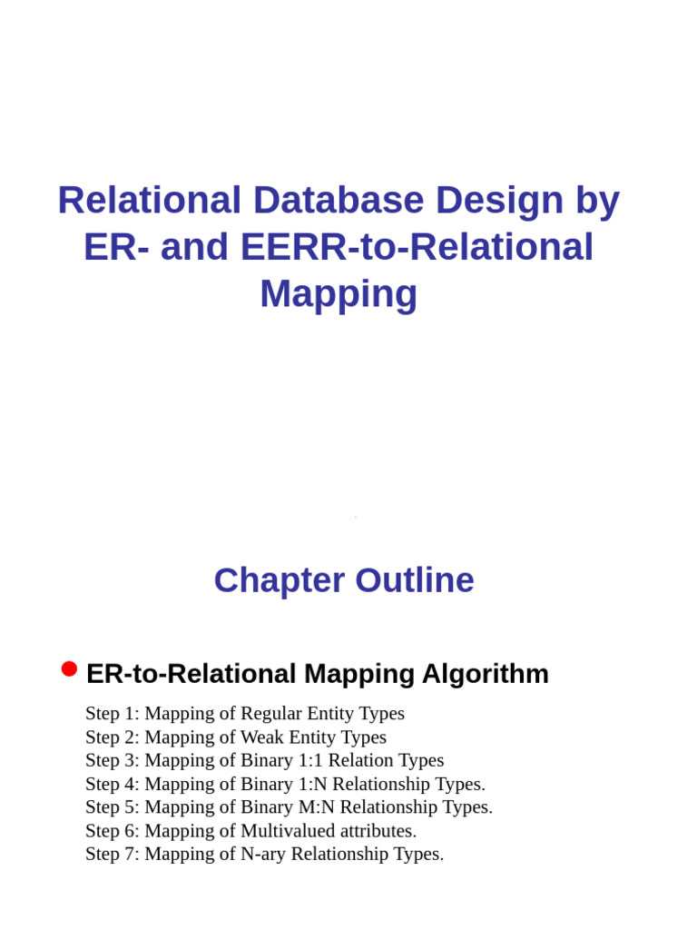Relational Database Design By Er And Eerr To Relational Mapping Pdf