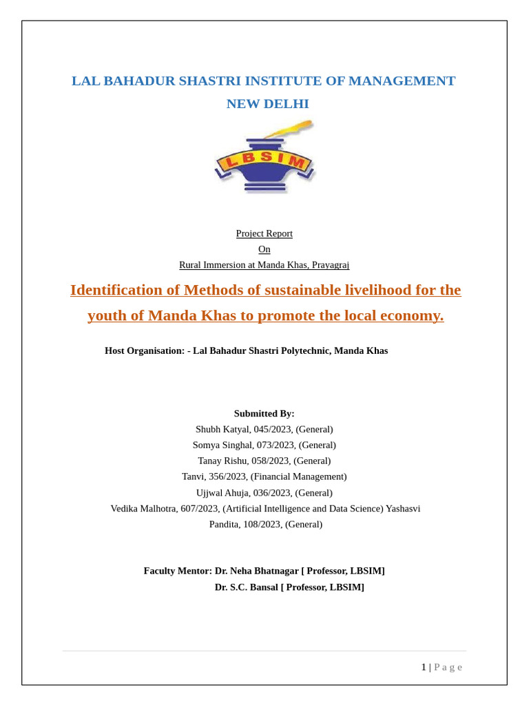 Rural Immersion Report (Manda) (Group 10) FINAL 2 | PDF