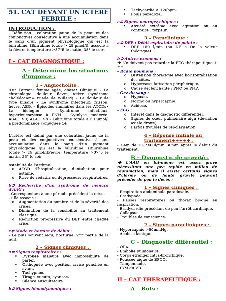 51 CAT Devant Une Ictère Fébrile | PDF