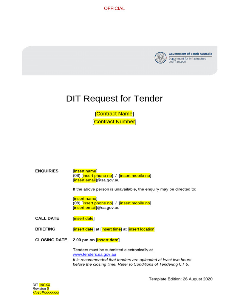DIT_Request_for_Tender_template_May_2023 | PDF