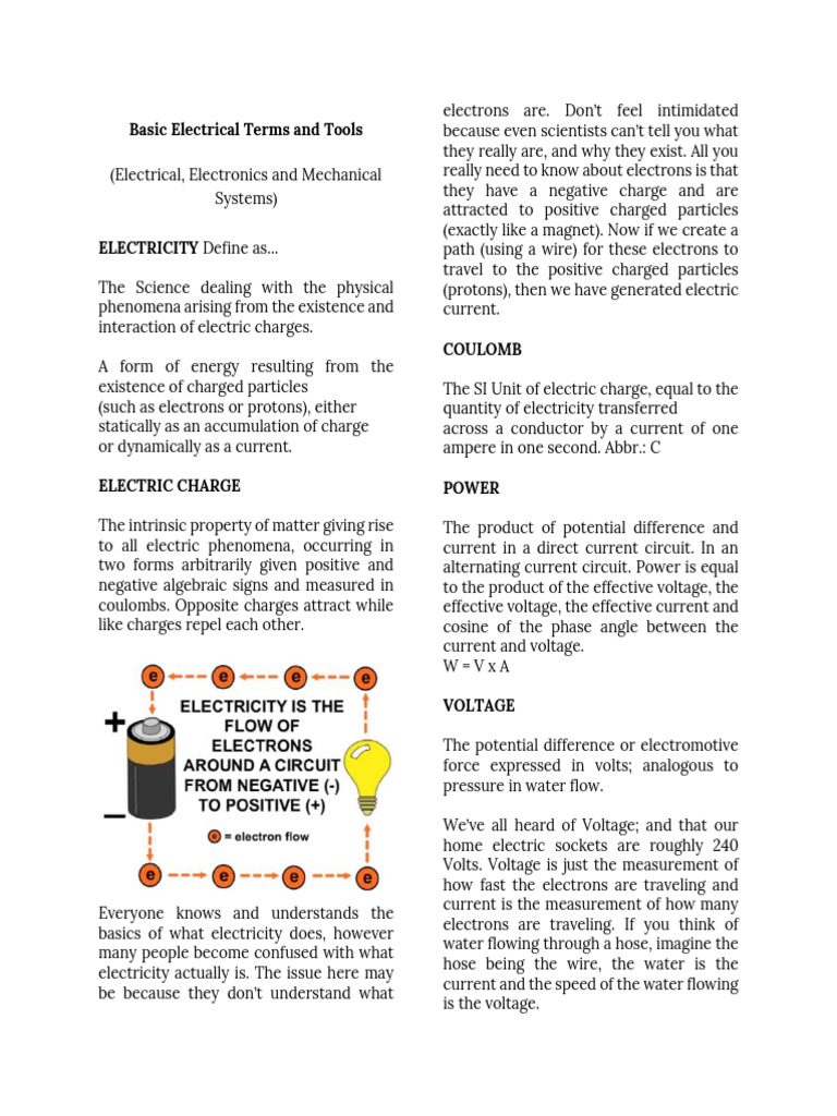 Essential Electrical Terms Explained | PDF | Watt | Electric Charge