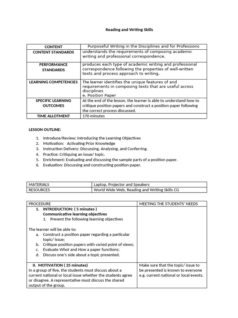 TG - Competency (Position Paper) | PDF