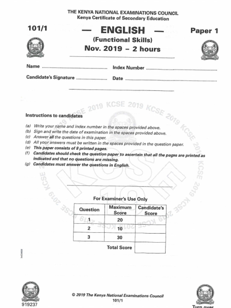 2019-KCSE-English-Paper-1 | PDF