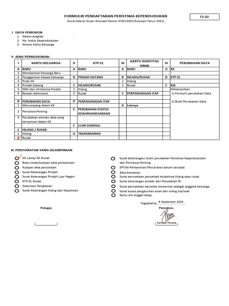 Formulir f1 02 - Edit | PDF