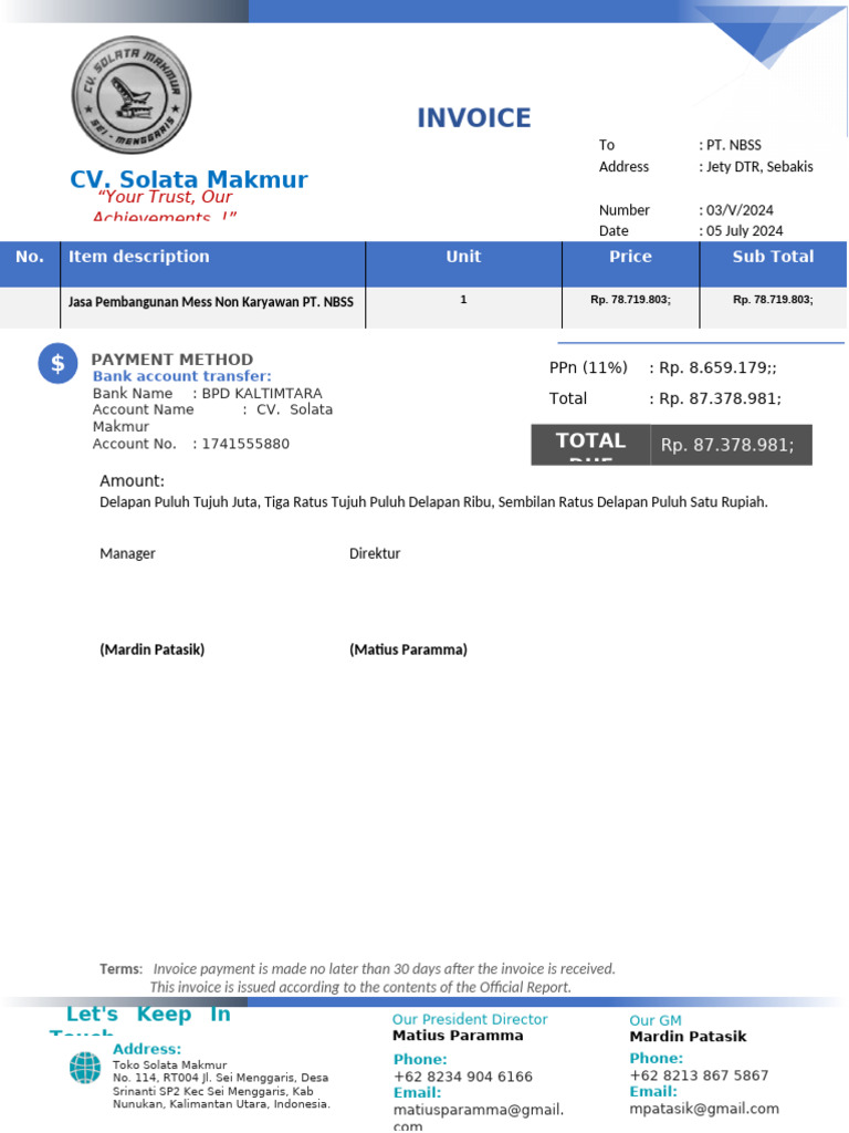 INVOICE MESS 1 | PDF