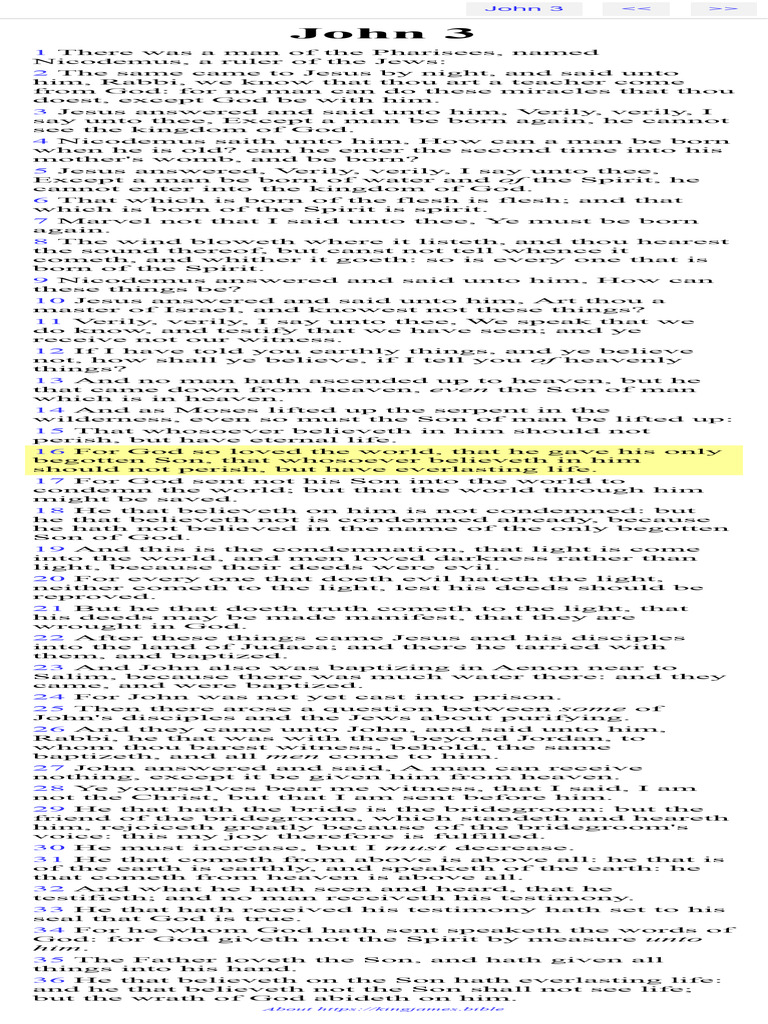 John 3 - The King James Bible | PDF | Eternal Life (Christianity ...