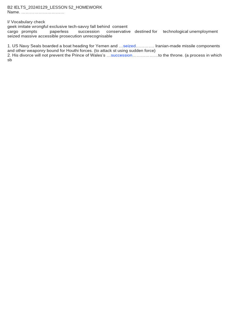 HW Lesson 52 | PDF