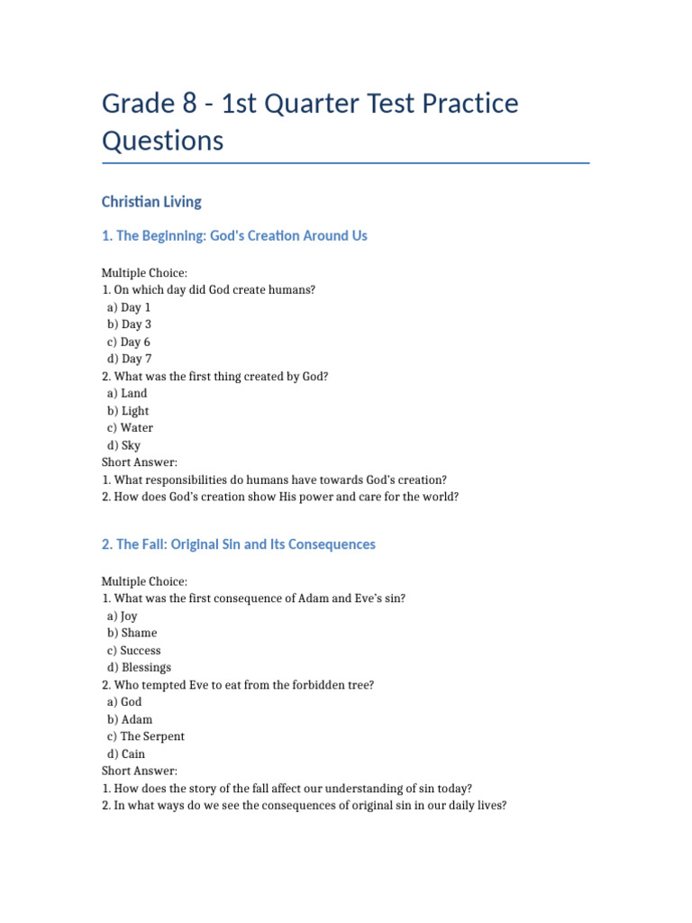 Grade 8 Practice Test | PDF